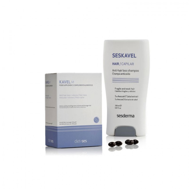 KAVEL M 60 CAPSULES maisto papildas 60 kapsulių + SESKAVEL ANTI-HAIR ...